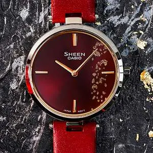 Casio Sheen Sapphire Crystal Analog Watch With Leather Strap