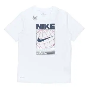 Nike Dri-fit Short Sleeve T-shirt With Geometric Print - White