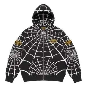 Supreme X Vanson Leathers Ss26 Spider-man Zip Up Hooded Sweatshirt - Black