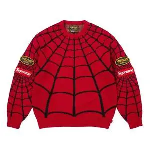 Supreme X Vanson Leathers Spider-man Sweater - Red