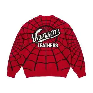 Supreme X Vanson Leathers Spider-man Sweater - Red