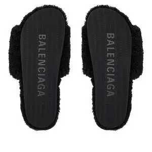 Balenciaga Furry Open Mule - Black