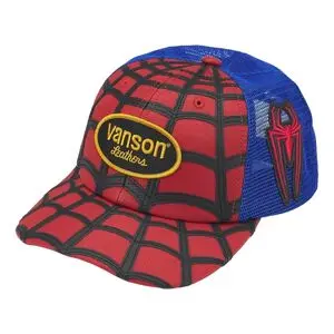 Supreme X Vanson Leathers Ss26 Spider-man Mesh Back 6-panel Cap - Red