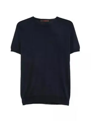 JEORDIE'S Fine-knit Short-sleeve Cotton T-shirt - Blue