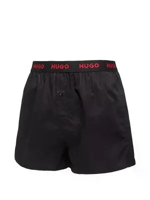 Hugo Logo-print Woven Boxer - Black