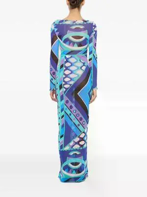 Emilio Pucci Geometric Print Mesh Gown