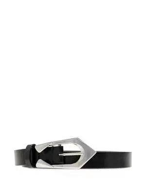 IRO PARIS Geometric Buckle Leather Belt - Black