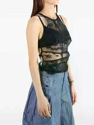 EMERGENCY ROOM Lace Overlay Tie-fastening Top