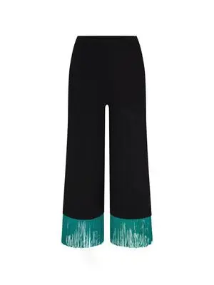 SIMONMILLER Nella Fringe-trim Wide-leg Trousers - Black