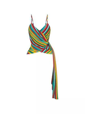 SIMONMILLER Marlowe Striped Wrap Tank Top - Red