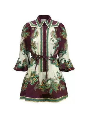 ALEMAIS ALEMAIS Ruthie Paisley-Print Linen Mini Dress Red