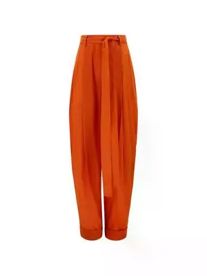 FERRAGAMO Barrel-leg Virgin Wool Trousers - Orange