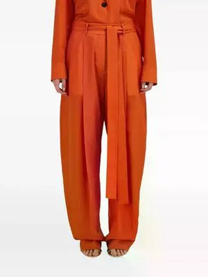 FERRAGAMO Barrel-leg Virgin Wool Trousers - Orange