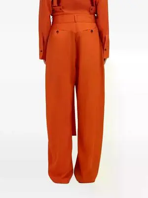 FERRAGAMO Barrel-leg Virgin Wool Trousers - Orange