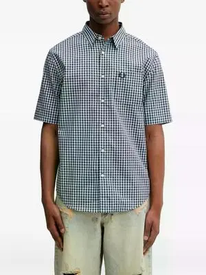 Fred Perry Gingham Embroidered-logo Shirt - Blue