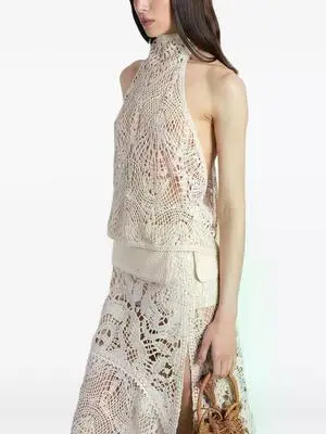 SIEDRES Crochet-knit Halterneck Top