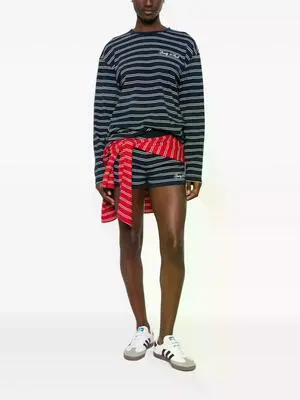 SPORTY & RICH Signature Logo Striped Long-sleeve T-shirt - Blue