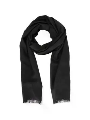 Isaia Fringed-edge Scarf - Black