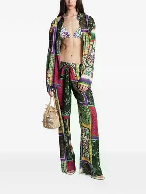 SIEDRES Patchwork Print Tie-waist Trousers - Red