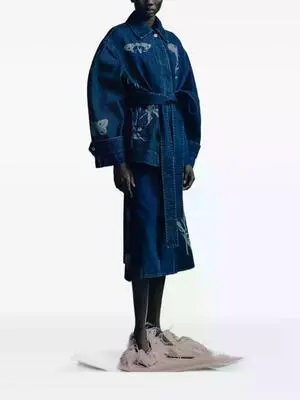 Erdem Indigo Floral Print Short Sleeve Dress - Blue