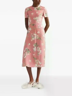 Erdem Dusty Floral Print Draped Dress - Pink