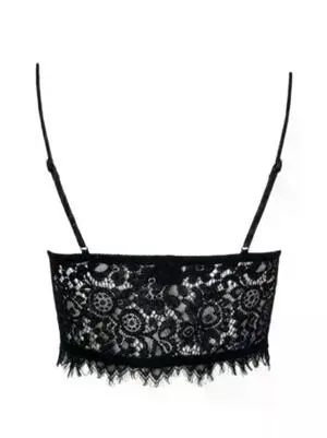 Pinko Lace-trimmed Pinstripe Cropped Top