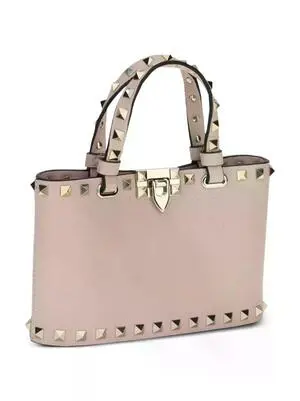 Valentino Garavani Rockstud Mini Shopping Bag In Grainy Calfskin - Pink
