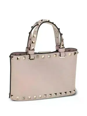 Valentino Garavani Rockstud Mini Shopping Bag In Grainy Calfskin - Pink