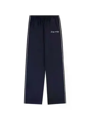 SPORTY & RICH Logo Embroidered Side Stripe Track Pants - Blue