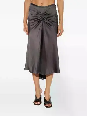 Victoria Beckham Bela Asymmetrical Draped Midi Skirt - Grey