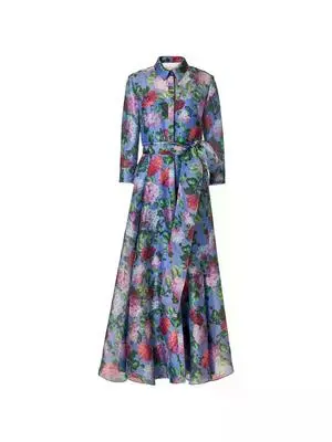 Carolina Herrera Floral Print Maxi Dress - Blue