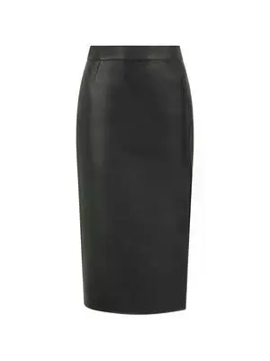 Roberto Cavalli Leather Side-slit Midi Skirt - Black