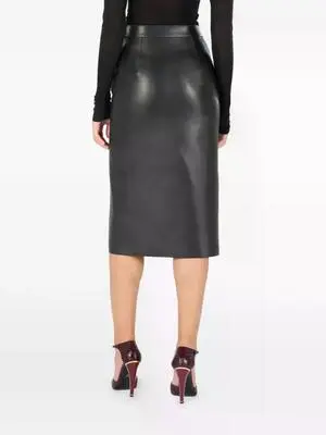 Roberto Cavalli Leather Side-slit Midi Skirt