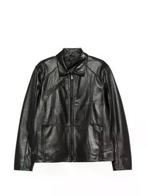 SERGIO MORETTI FIRENZE Zip-up Leather Jacket - Black
