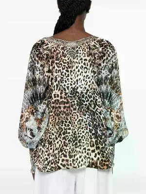Camilla Leopard Print Crystal Embellished Blouse