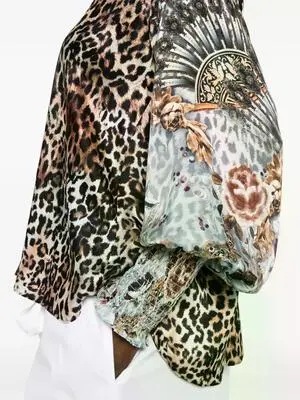 Camilla Leopard Print Crystal Embellished Blouse