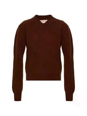 Marni Ribbed Knit V-neck Sweater