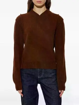 Marni Ribbed Knit V-neck Sweater