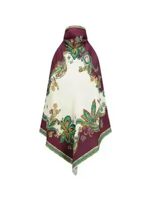 ALEMAIS Ruthie Halterneck Silk-blend Top Paisley Print - Neutrals