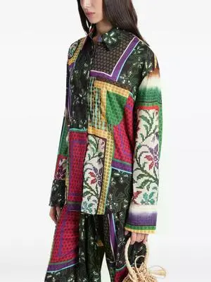 SIEDRES Patchwork Print Long Sleeve Shirt