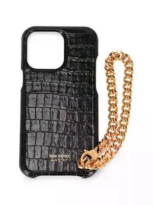 TOM FORD Croc-effect Chain-link Phone Case - Black