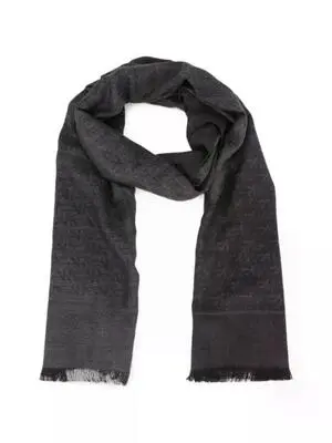 Isaia Monogram-pattern Frayed Scarf - Black