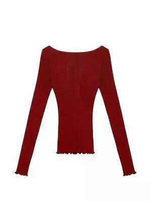 Saint Laurent Lace-trim Ribbed Knit Top