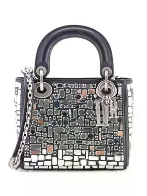 Dior Lady Chain Bag Leather And Mirror Mosaic Mini Shoulder Bag - Black
