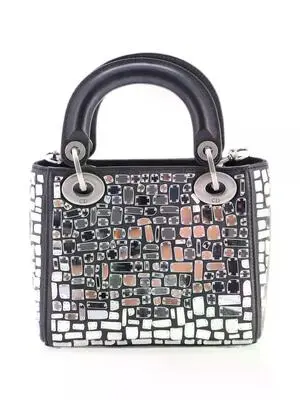 Dior Lady Chain Bag Leather And Mirror Mosaic Mini Shoulder Bag - Black