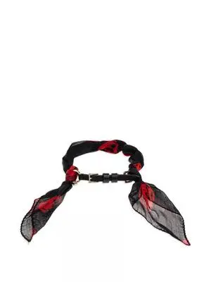 Alexander McQueen Skull Motif Silk-tie Leather Strap Bracelet