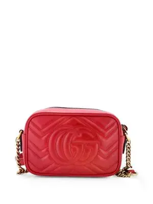 Gucci Matelassé Leather Mini Shoulder Bag - Red