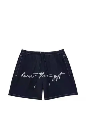 HONOR THE GIFT Embroidered Drawstring Shorts - Blue