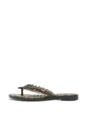 Melissa Ruffled Leopard-print Flip Flops