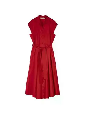 MOUTAKI Sleeveless Belted Midi Dress - Red